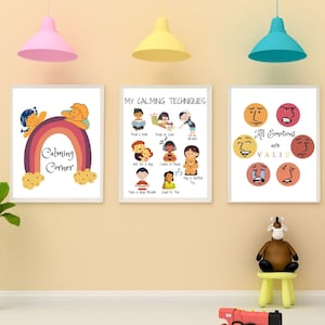 Printable Calming Techniques for Kids, Set of 3 Prints, Calm Corner ...