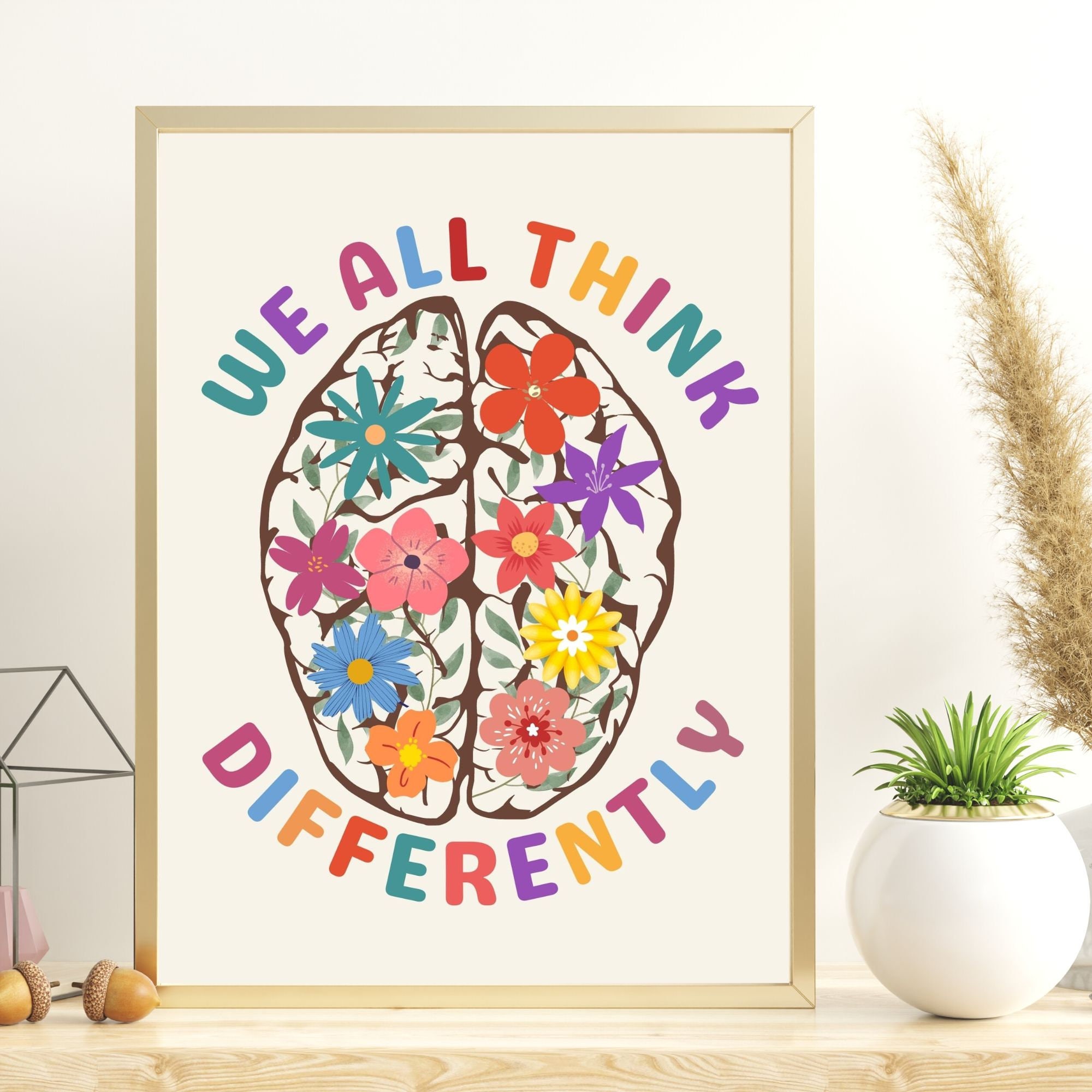 Neurodiversity Brain Art Poster Therapy Office Decor We All - Etsy