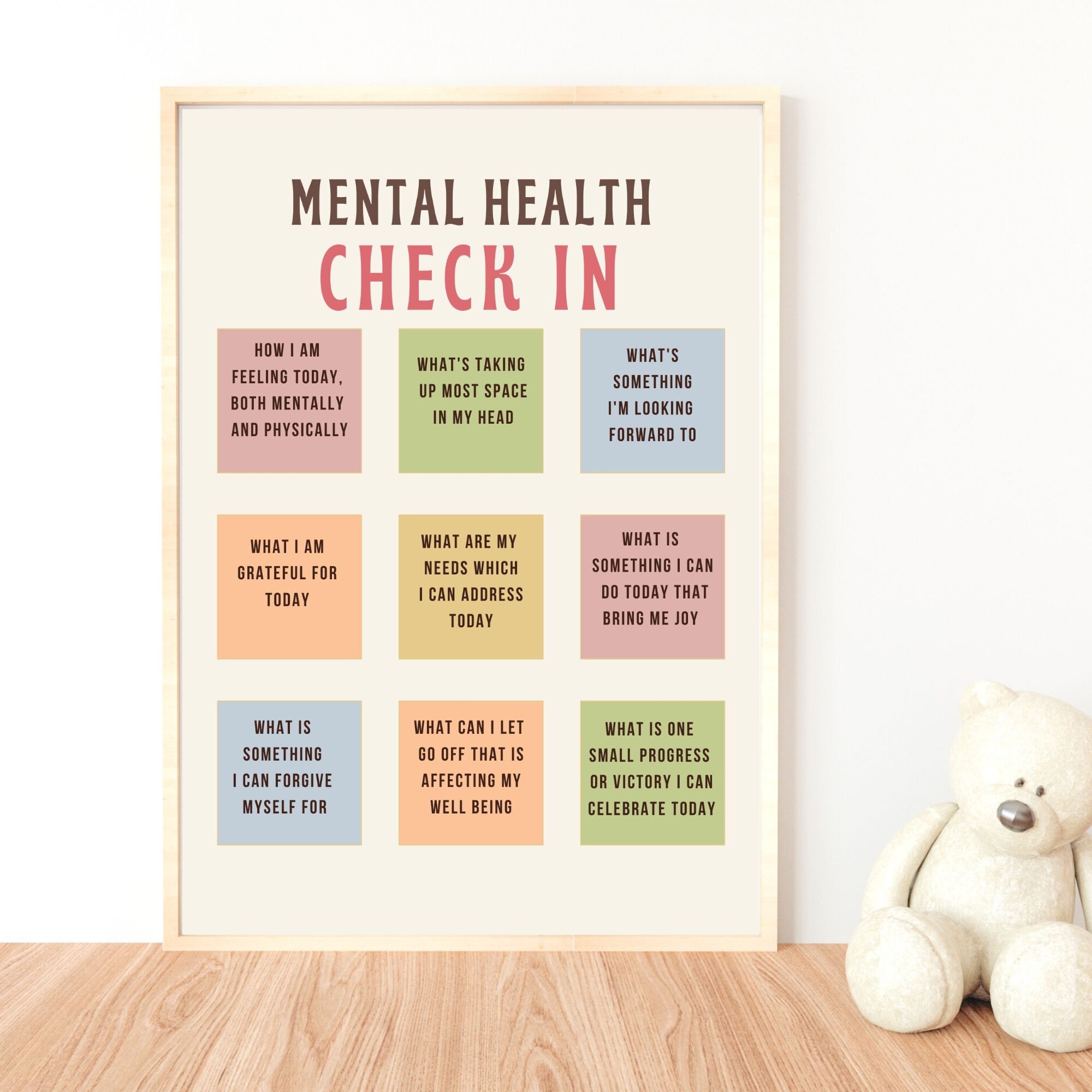 Mental Health Check in Poster, Therapy Office Decor Feelings Daily ...