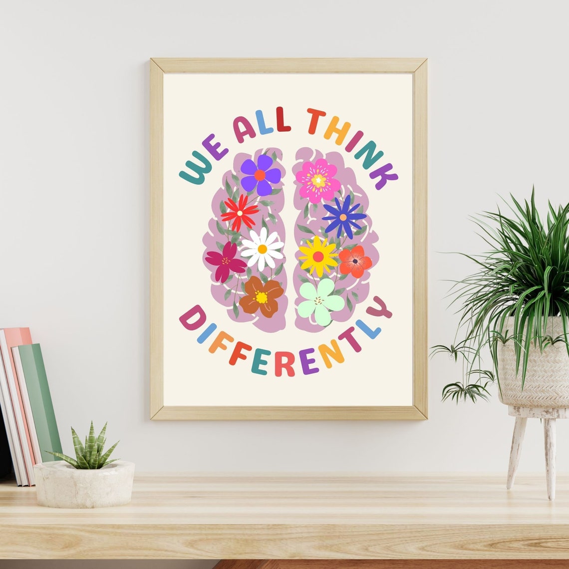 Neurodiversity Poster Brain Art We All Think Differently Therapy Office ...