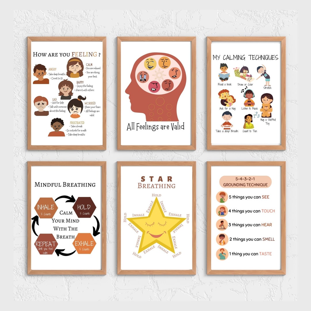 Calming Corner Strategies Posters Kit for Kids, Set of 6 Calming ...