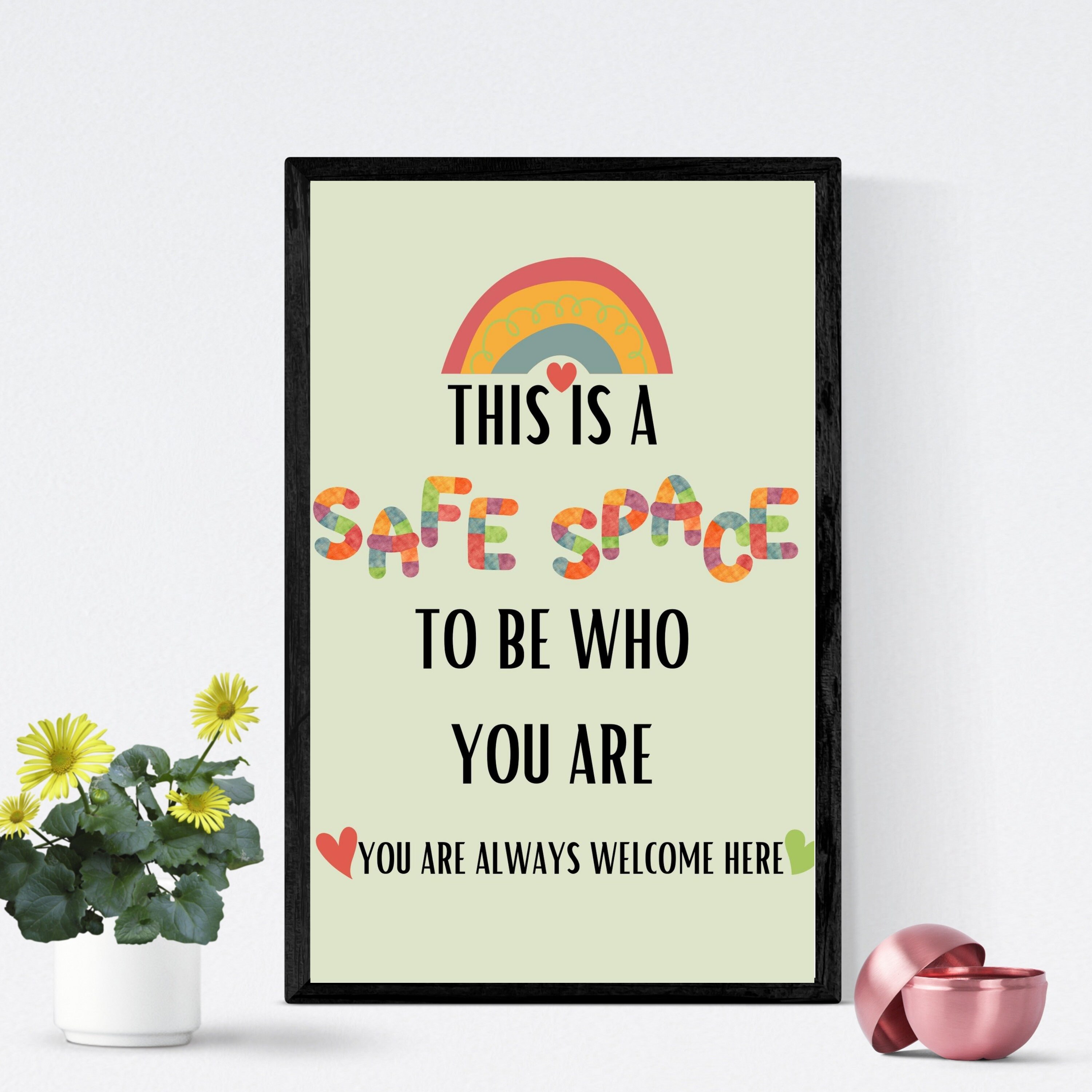Rainbow Safe Space Poster, School Counselor Office Decor Psychology ...