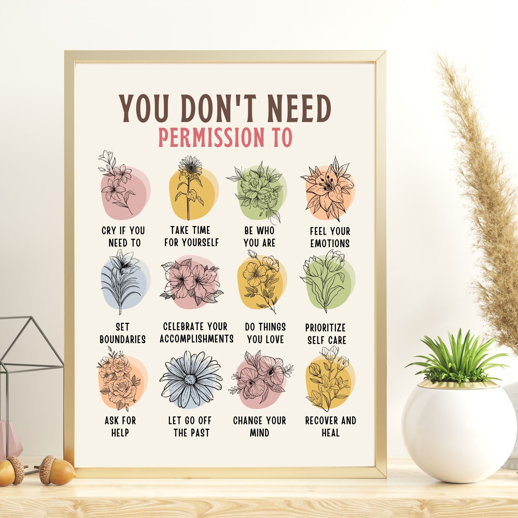 You Don't Need Permission Poster Therapy Office Decor - Etsy