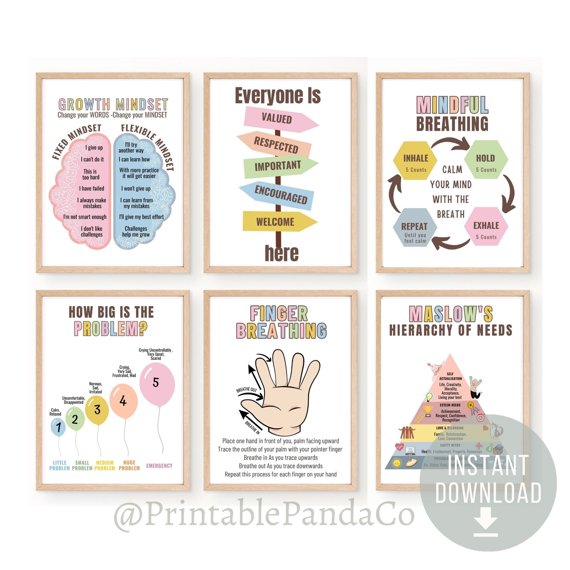 Therapy Worksheet Bundle 60 School Counseling Posters, School ...