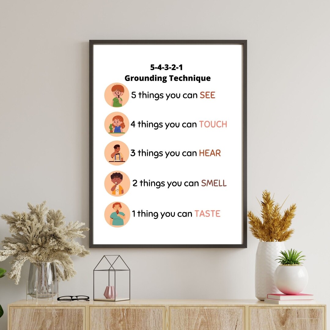 Mental Health Poster GROUNDING TECHNIQUE School Counselor Office Decor ...