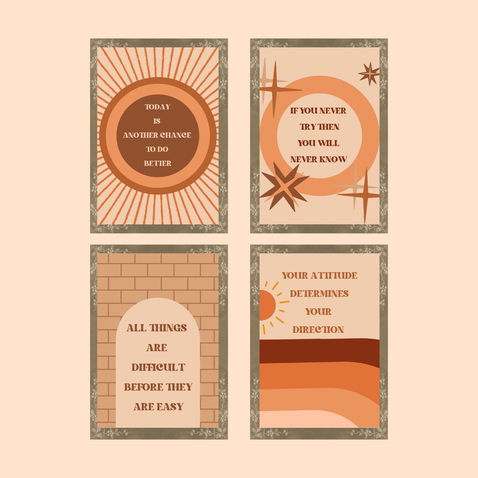 Growth Mindset Classroom Poster, Set of 4, Retro Classroom Quotes, Boho ...