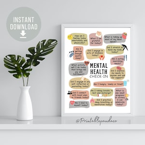 Mental Health Check in Poster, Positive Self-talk Daily Checklist ...
