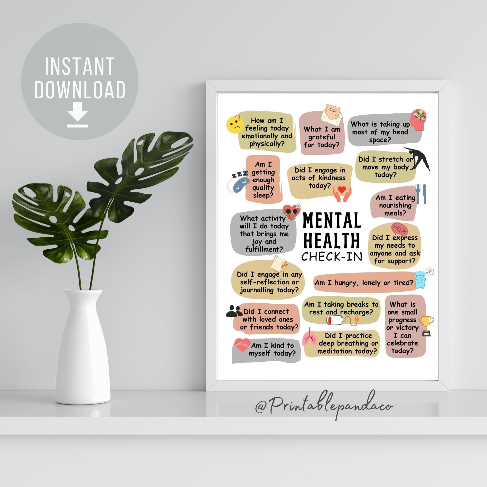 Mental Health Check in Poster, Positive Self-talk Daily Checklist ...