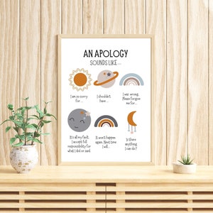 Therapist Office Decor, Apology Sounds Like, How to Say Sorry Poster ...