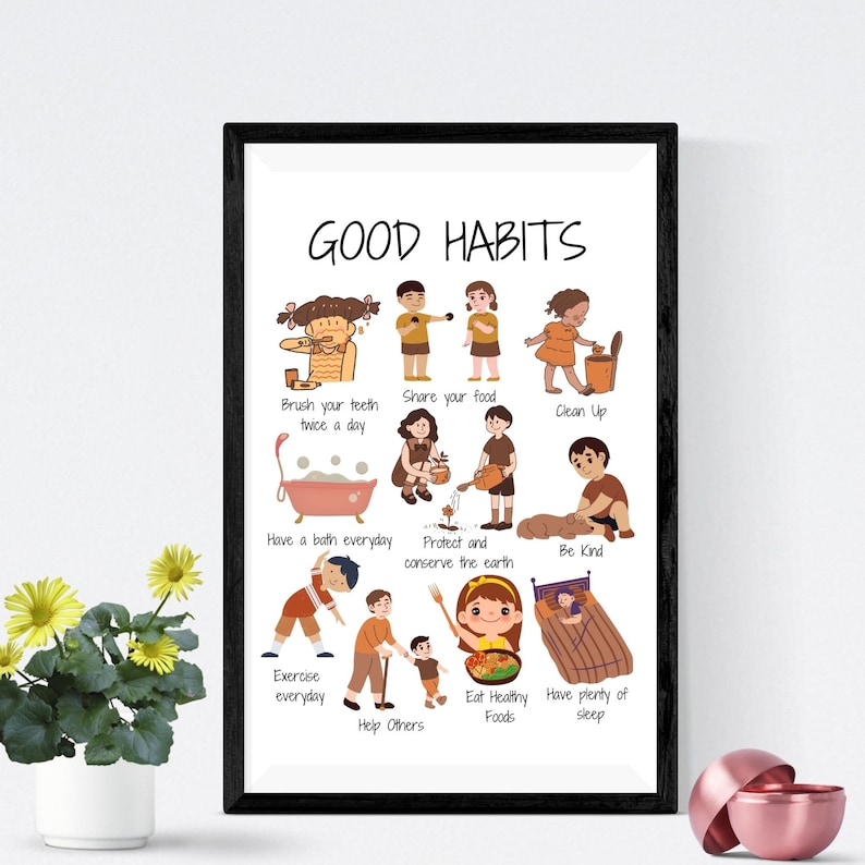 Good Habits Poster, Kids Activity, to Do List Printable, Boho Classroom ...