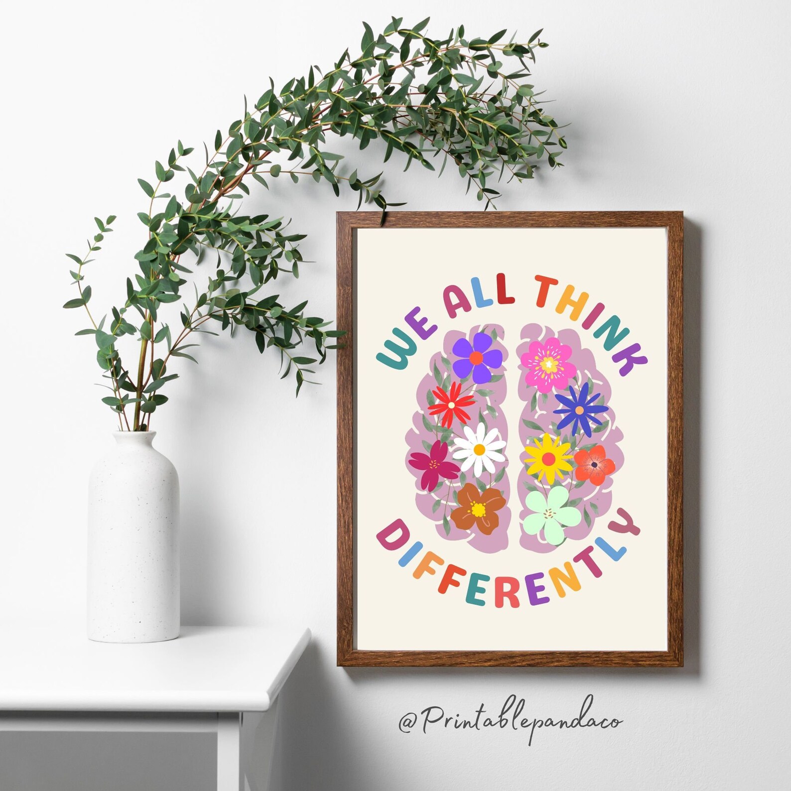 Neurodiversity Poster Brain Art We All Think Differently Therapy Office ...