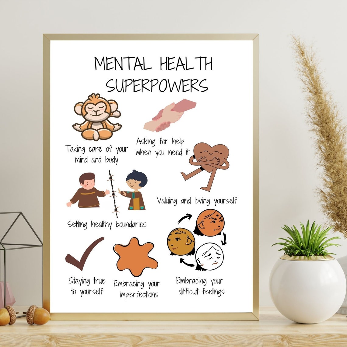 Mental Health Superpowers Poster, School Counselor Office Decor, School ...
