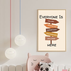 Everyone is Welcome Here Poster, Safe Space Educational Posters, Boho ...