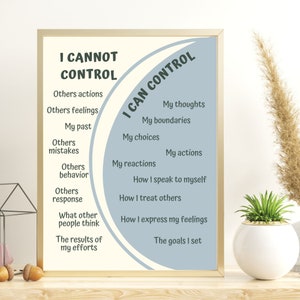 What I Can and Cannot Control Poster, Therapy Office Decor, Calming ...