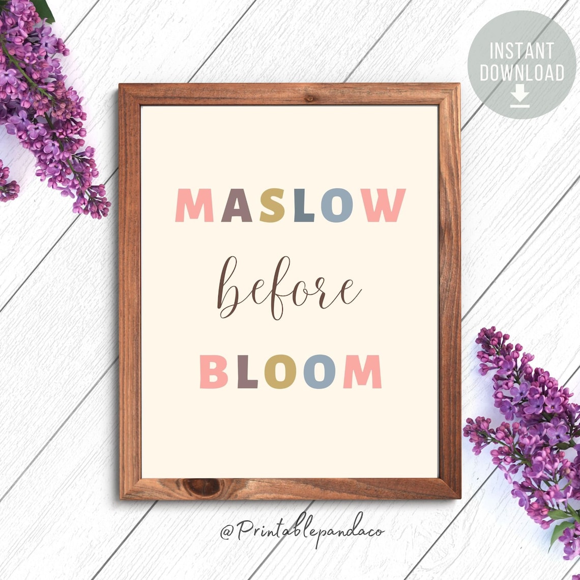 Maslow Before Bloom Poster, Therapy Office Decor, School Psychologist ...
