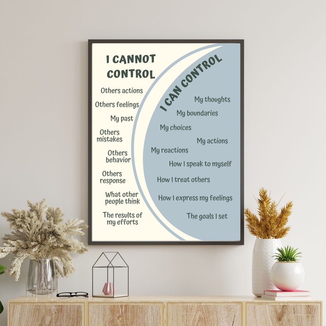 What I Can and Cannot Control Poster, Therapy Office Decor, Calming ...