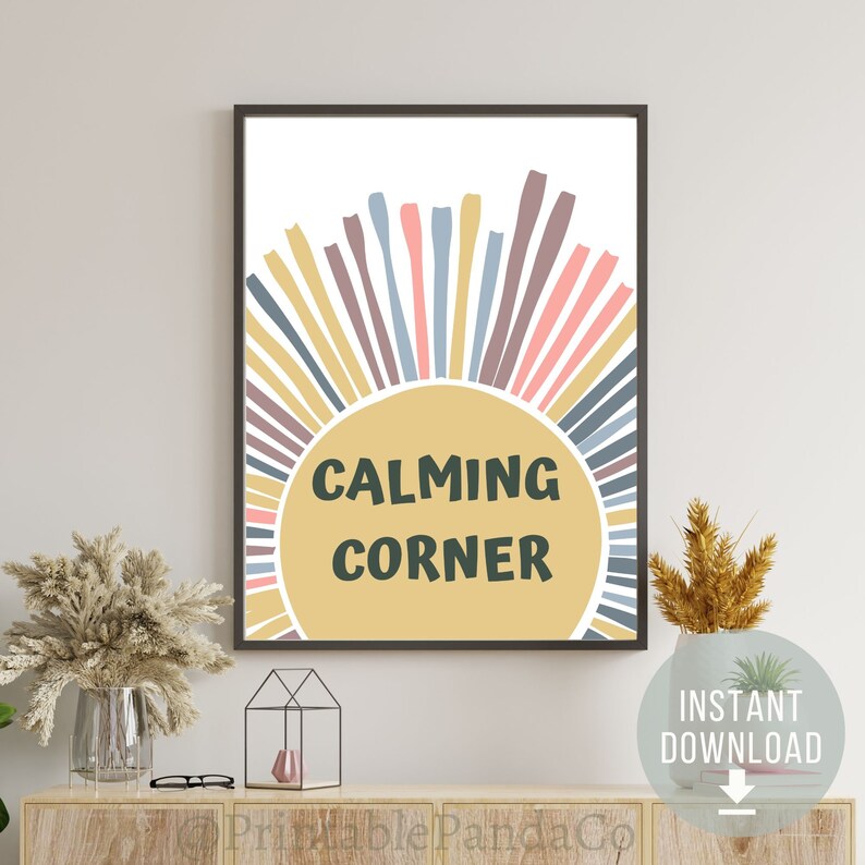 Calming Corner Poster, Calm Down Corner Therapy Office Decor, Mental ...
