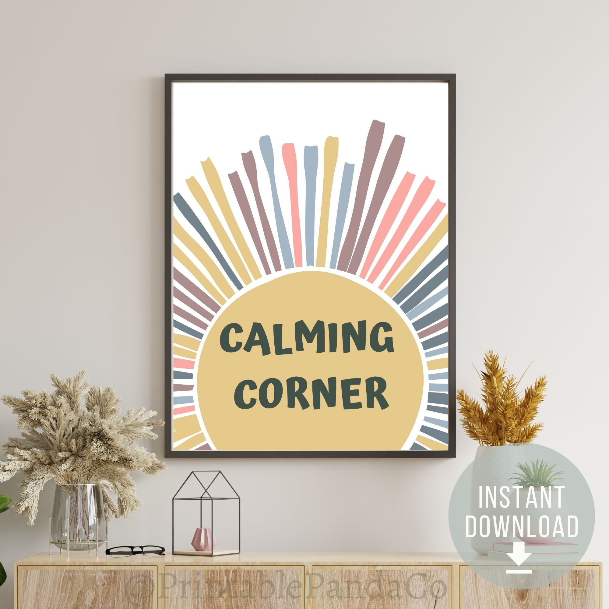 Calming Corner Poster, Calm Down Corner Therapy Office Decor, Mental ...