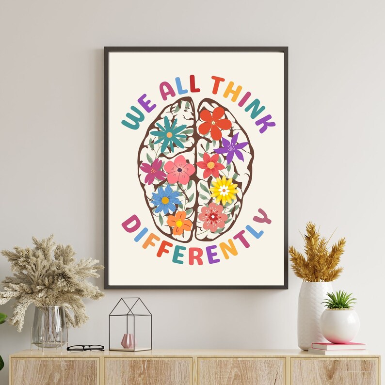Neurodiversity Brain Art Poster Therapy Office Decor We All - Etsy