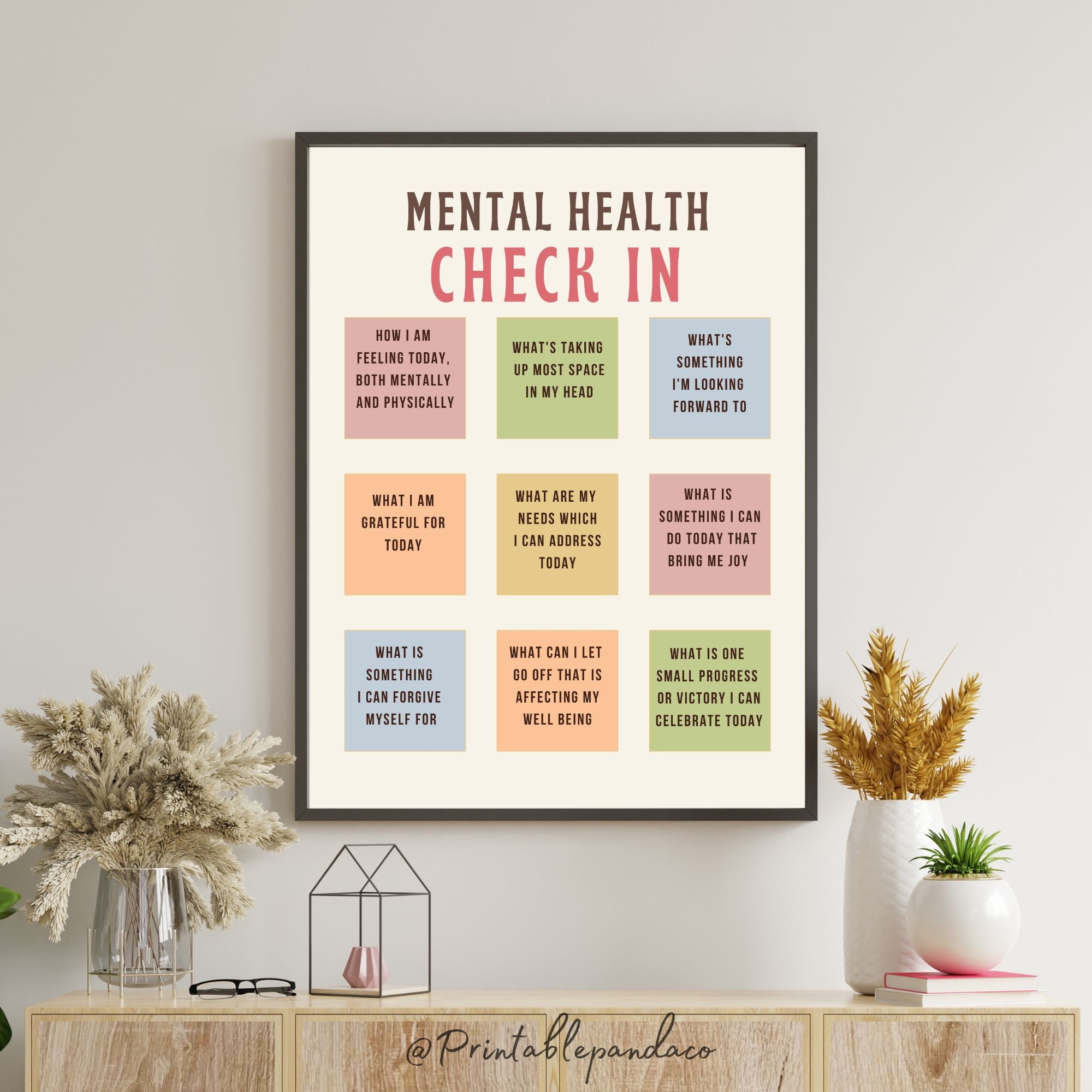 Mental Health Check in Poster, Therapy Office Decor Feelings Daily ...