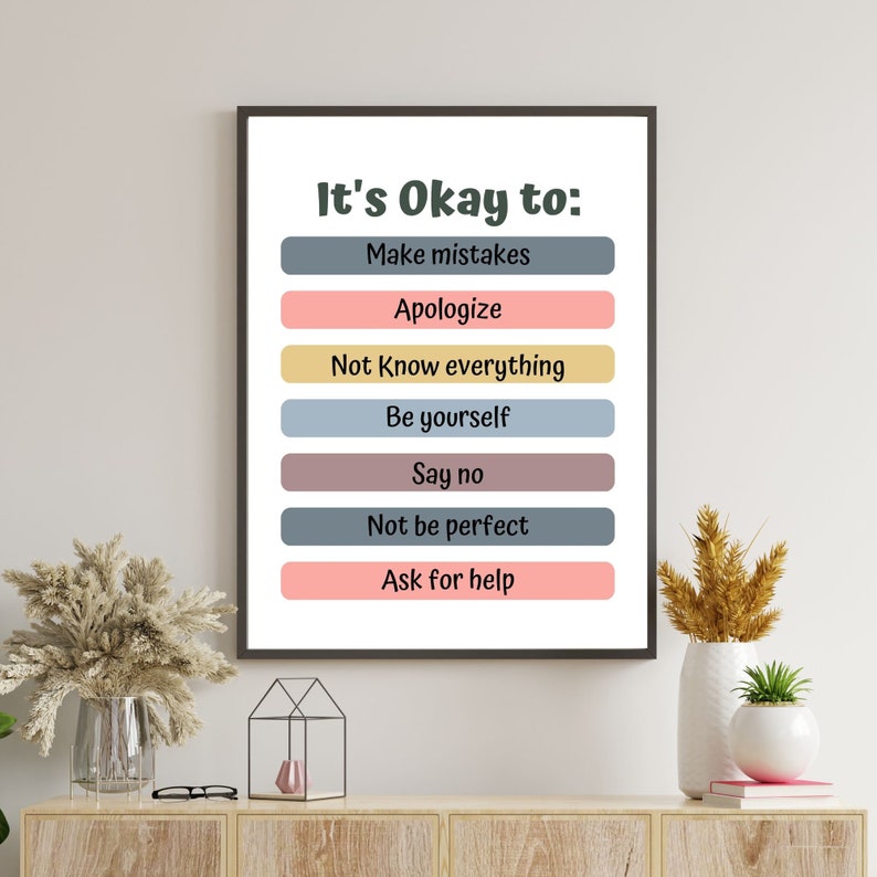 Its Okay Classroom Poster Therapy Office Decor Psychologist - Etsy