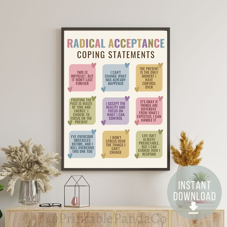 Radical Acceptance Poster, Therapy Office Decor, Self Acceptance ...