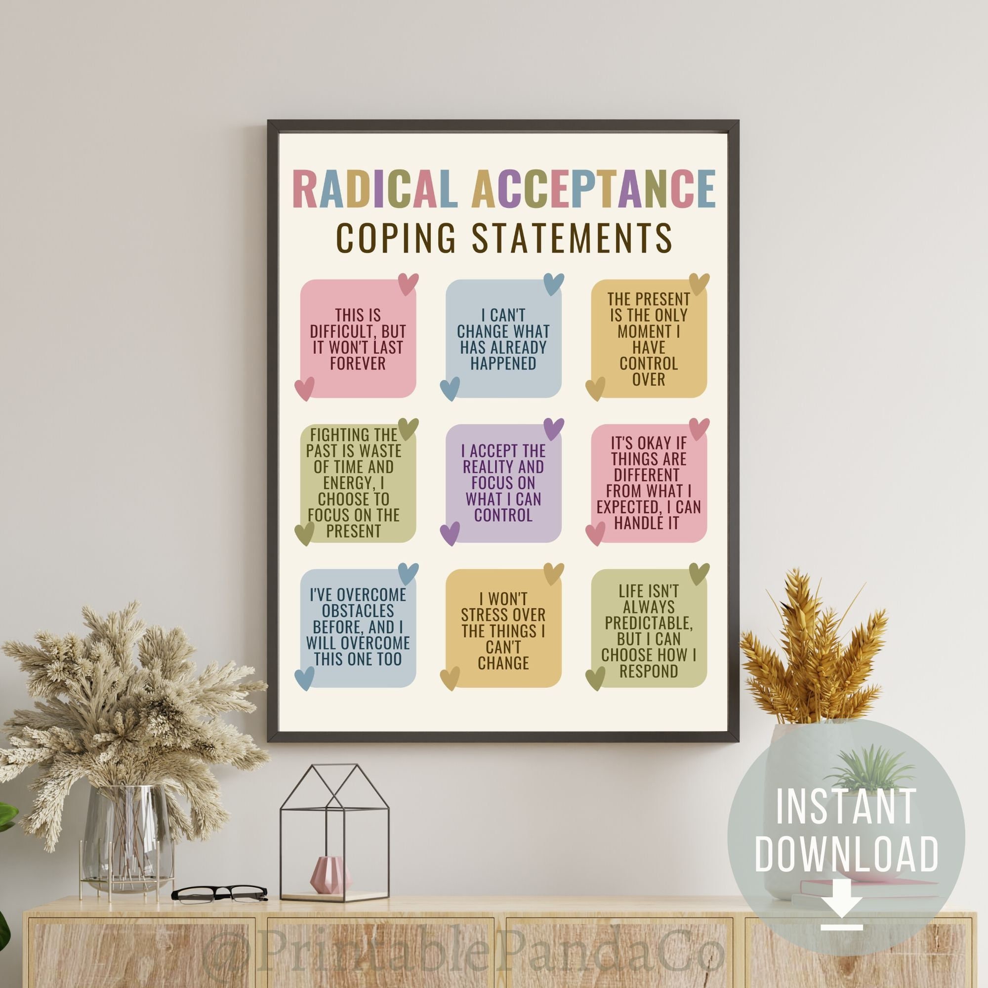 Radical Acceptance Poster, Therapy Office Decor, Self Acceptance ...