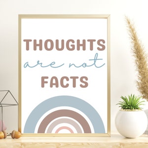 Thoughts Are Not Facts Poster, Mental Health Poster, Boho School ...
