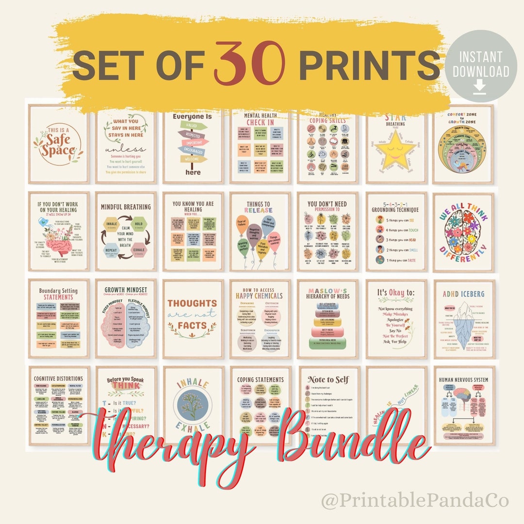 30 Therapy Office Decor Bundle, Therapist Posters School Counselor ...