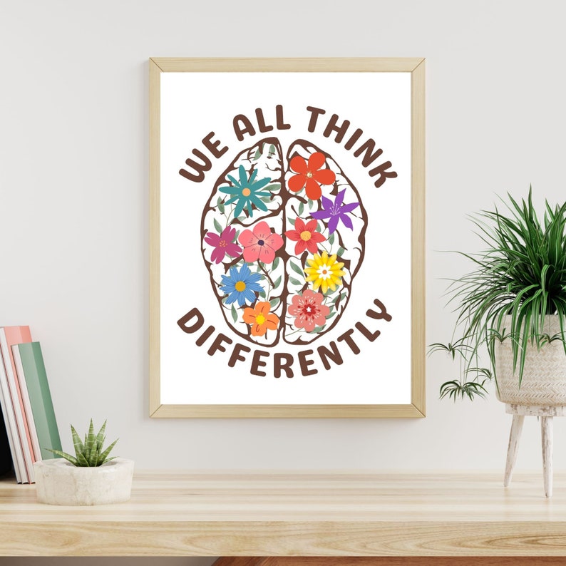 Neurodiversity Brain Art Poster Therapy Office Decor We All - Etsy
