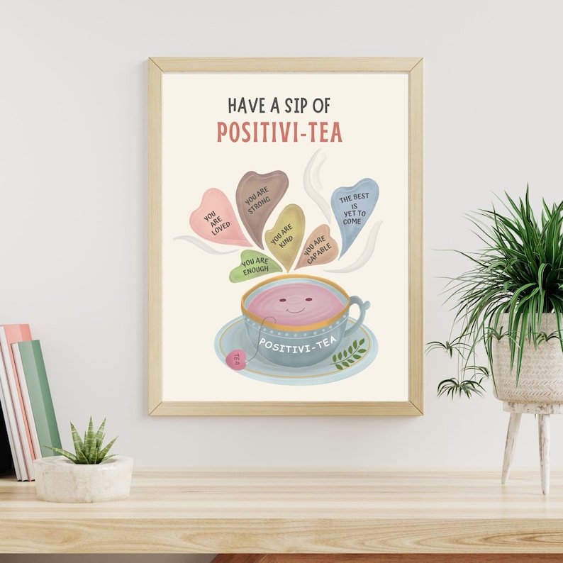 Positivity Affirmation Poster, Positivi-tea Therapy Office Decor ...