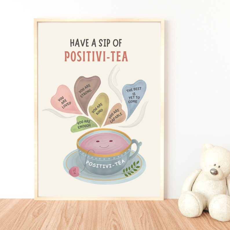Positivity Affirmation Poster, Positivi-tea Therapy Office Decor ...