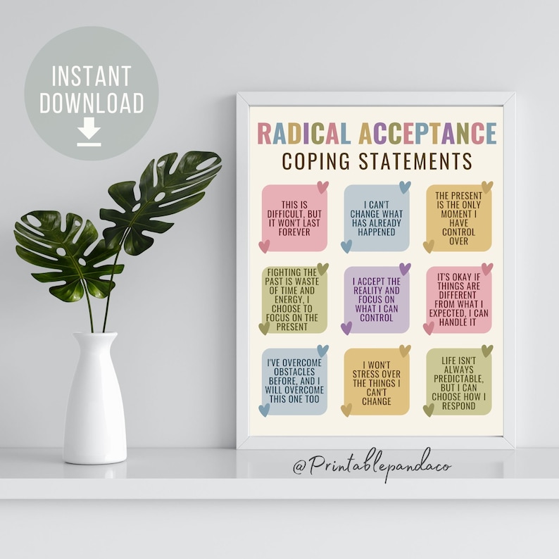 Radical Acceptance Poster, Therapy Office Decor, Self Acceptance ...