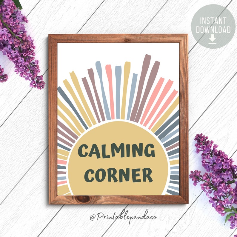 Calming Corner Poster, Calm Down Corner Therapy Office Decor, Mental ...