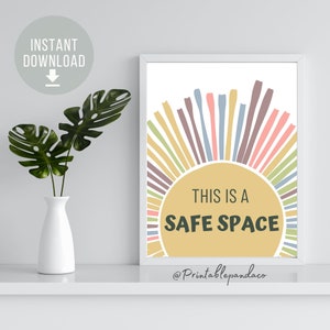 Safe Space Poster Counselor Door Sign Calm Down Corner Therapy Office ...