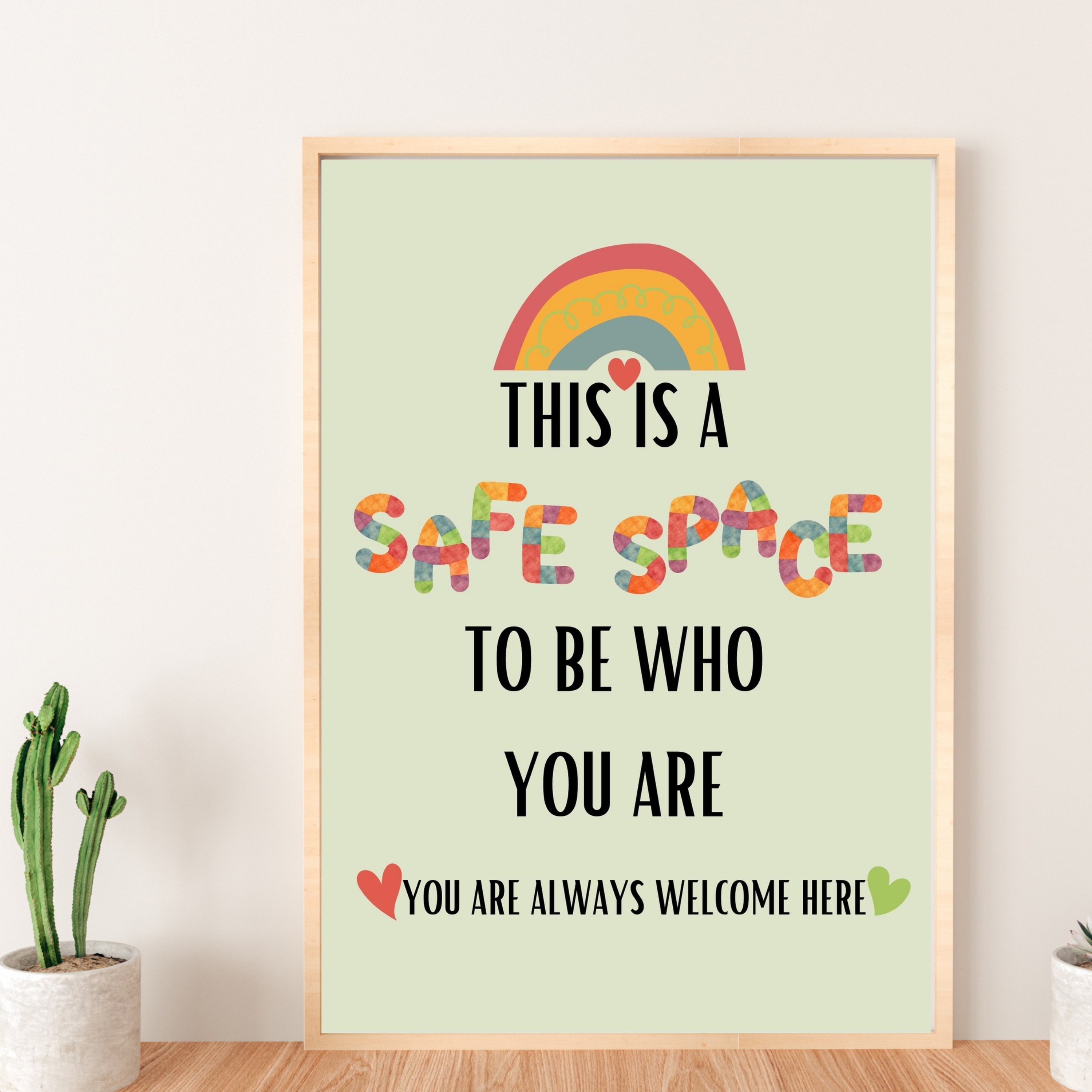 Rainbow Safe Space Poster, School Counselor Office Decor Psychology ...