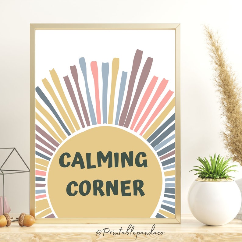 Calming Corner Poster, Calm Down Corner Therapy Office Decor, Mental ...