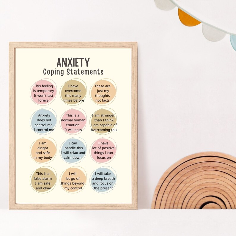 Anxiety Coping Statements for Anxiety Relief, Coping Skills Therapy ...
