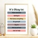 Its Okay Classroom Poster Therapy Office Decor Psychologist School ...
