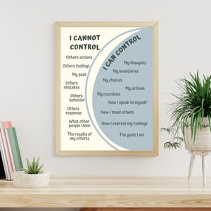 What I Can and Cannot Control Poster, Therapy Office Decor, Calming ...
