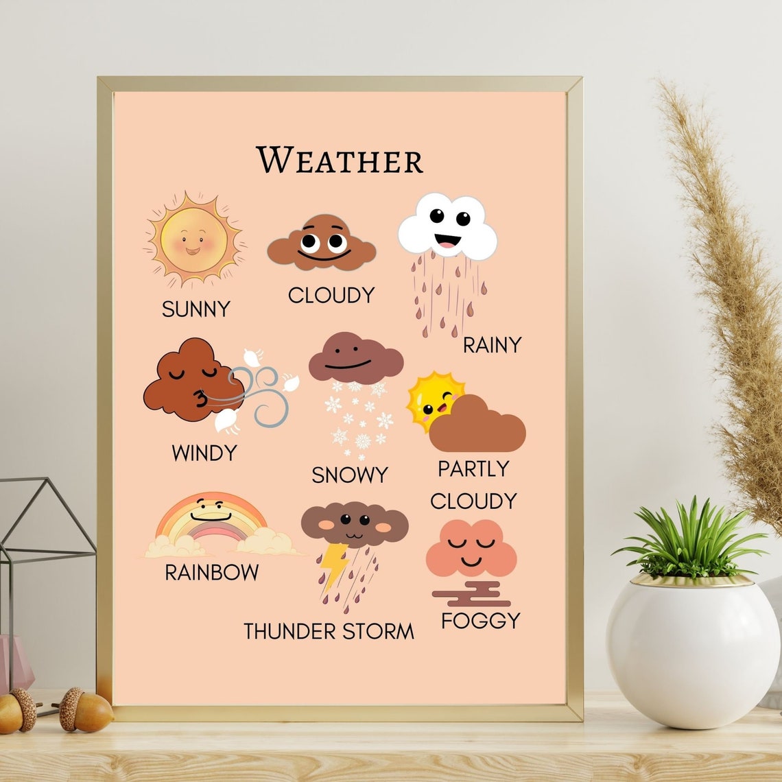 Boho Weather Chart Kids Weather Poster Learning Montessori - Etsy