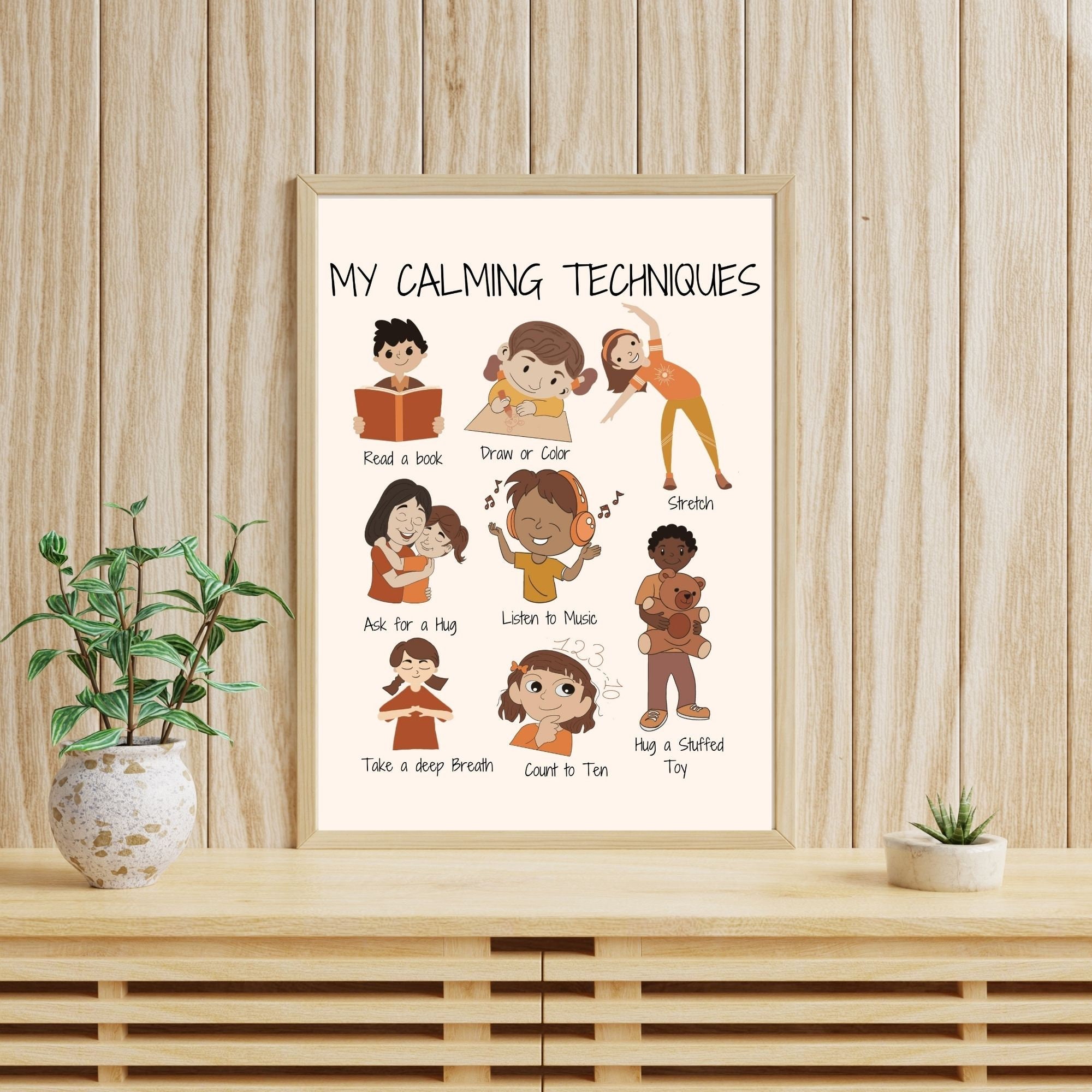 Printable Calming Techniques for Kids, Boho Calm Corner Preschool ...
