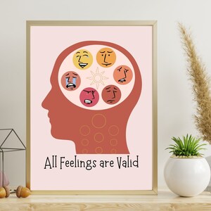 Feelings Poster, All Feelings Are Valid, Boho Calm Corner, Therapy ...