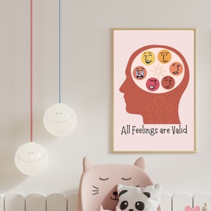 Feelings Poster, All Feelings Are Valid, Boho Calm Corner, Therapy ...