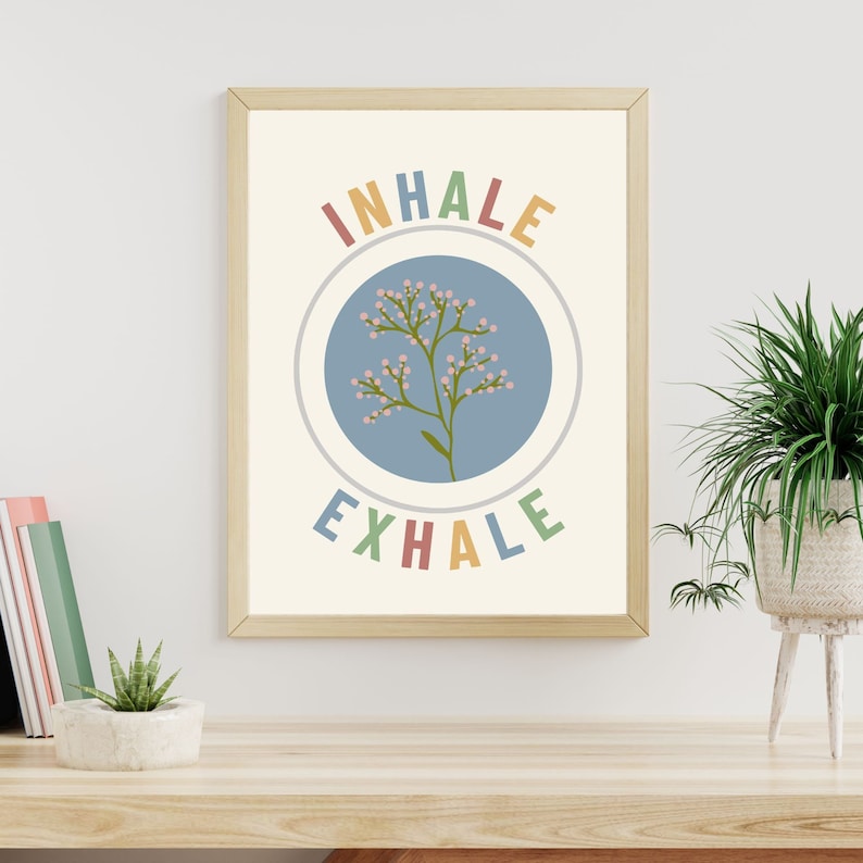 Inhale Exhale Poster, Therapy Office Decor, Mindfulness, Mental Health ...