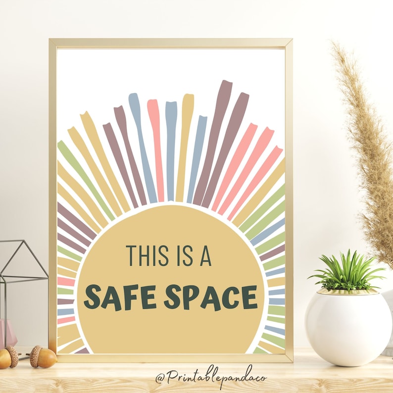 Safe Space Poster Counselor Door Sign Calm Down Corner Therapy Office ...