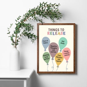 Things to Let Go Of, Therapy Office Decor, Mental Health Poster, Coping ...