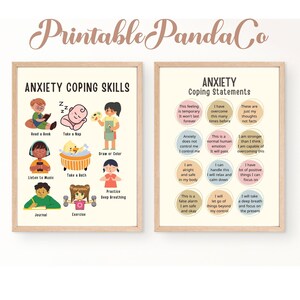 Anxiety Coping Skills, Therapy Office Decor, Set of 8 Counseling ...