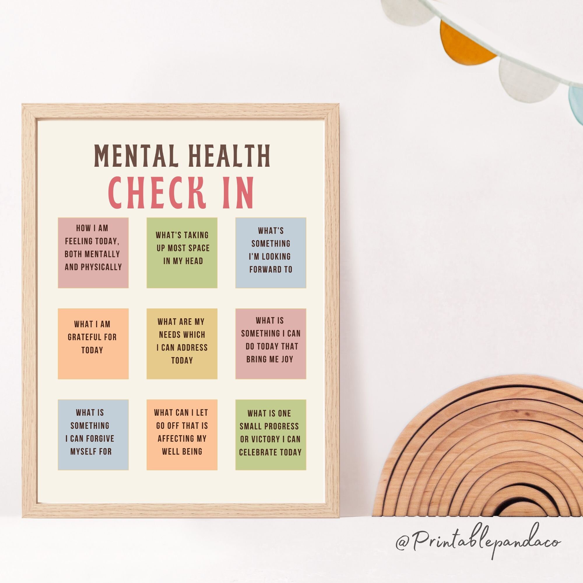 Mental Health Check in Poster, Therapy Office Decor Feelings Daily ...