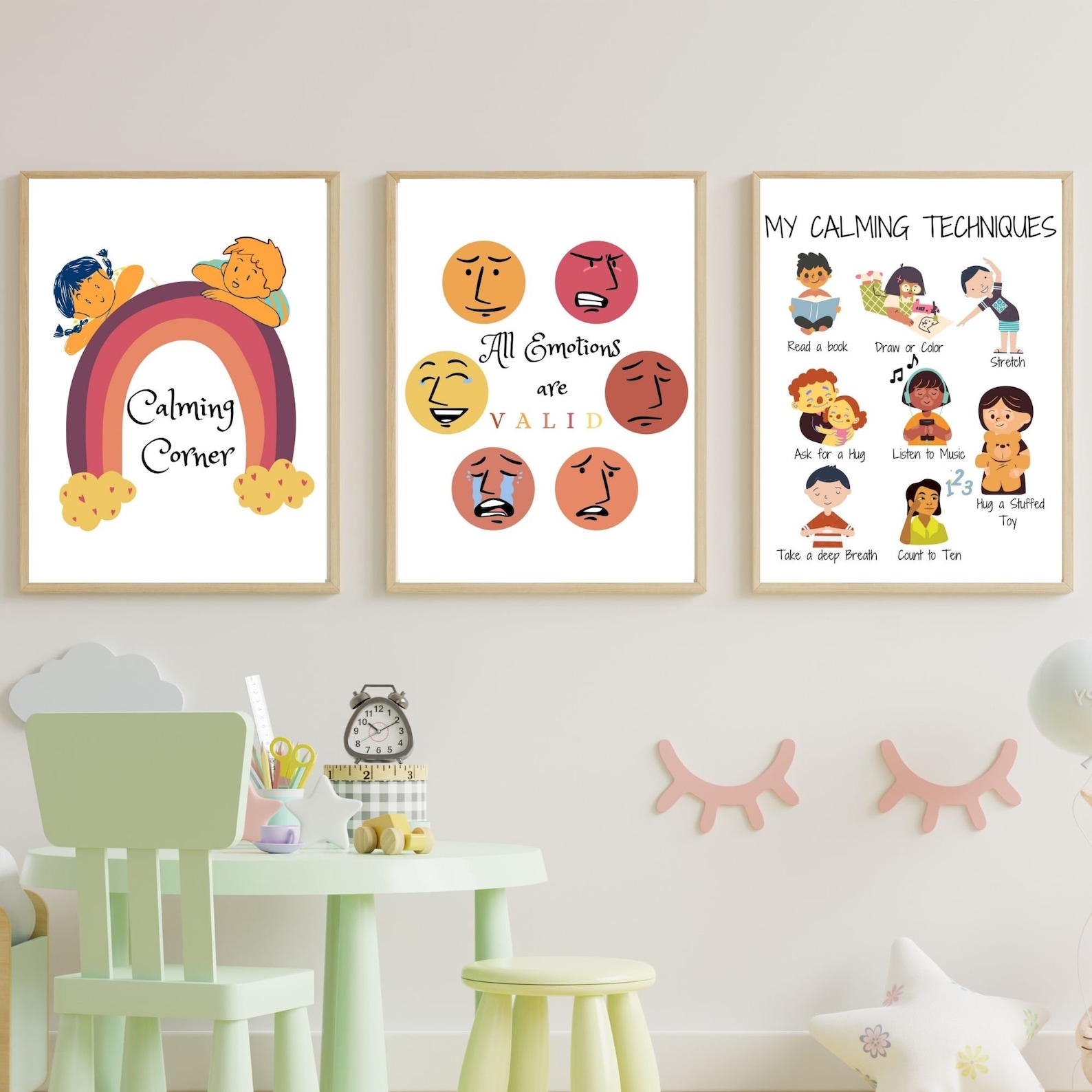 Printable Calming Techniques for Kids, Set of 3 Prints, Calm Corner ...